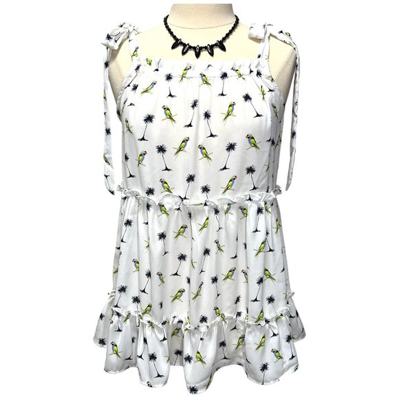 fab'rik | Tops | White Parrot Print Sleeveless Top | Poshmark